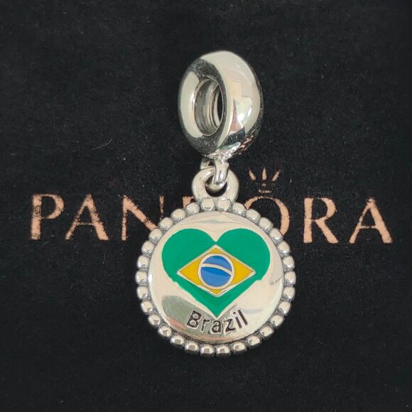 Pandora | Jewelry | Pandora Brazil Heart Flag Dangle Charm With Box ...